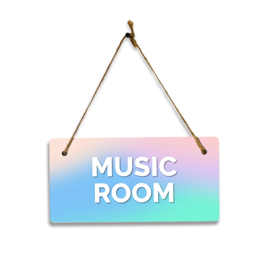 Music Room (Pastel Gradient) 5x10 Hanging Plus Wall or Door Sign ...