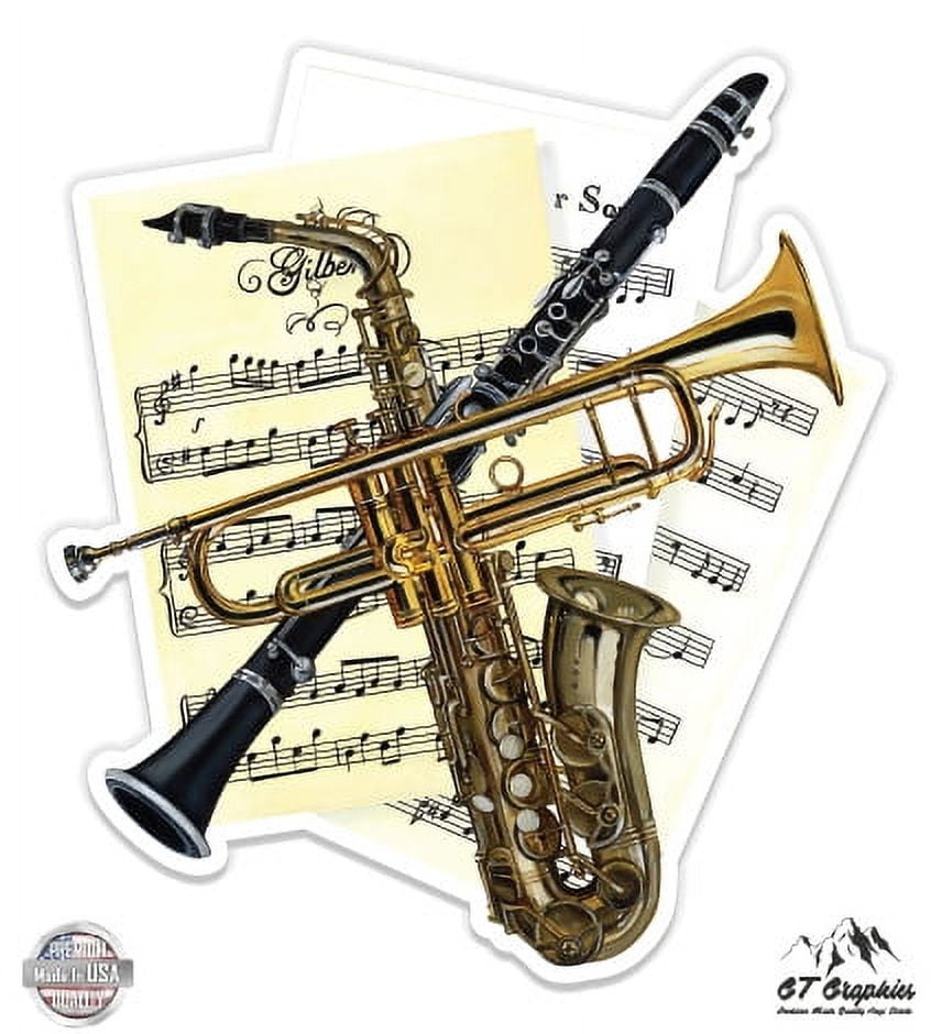 Music Saxophone - 3" Vinyl Sticker - For Car Laptop I-Pad Phone Helmet ...