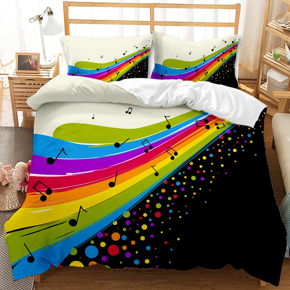 Music Series Duvet Cover Set Music Notes Tie Dye Bedding Set Musical ...