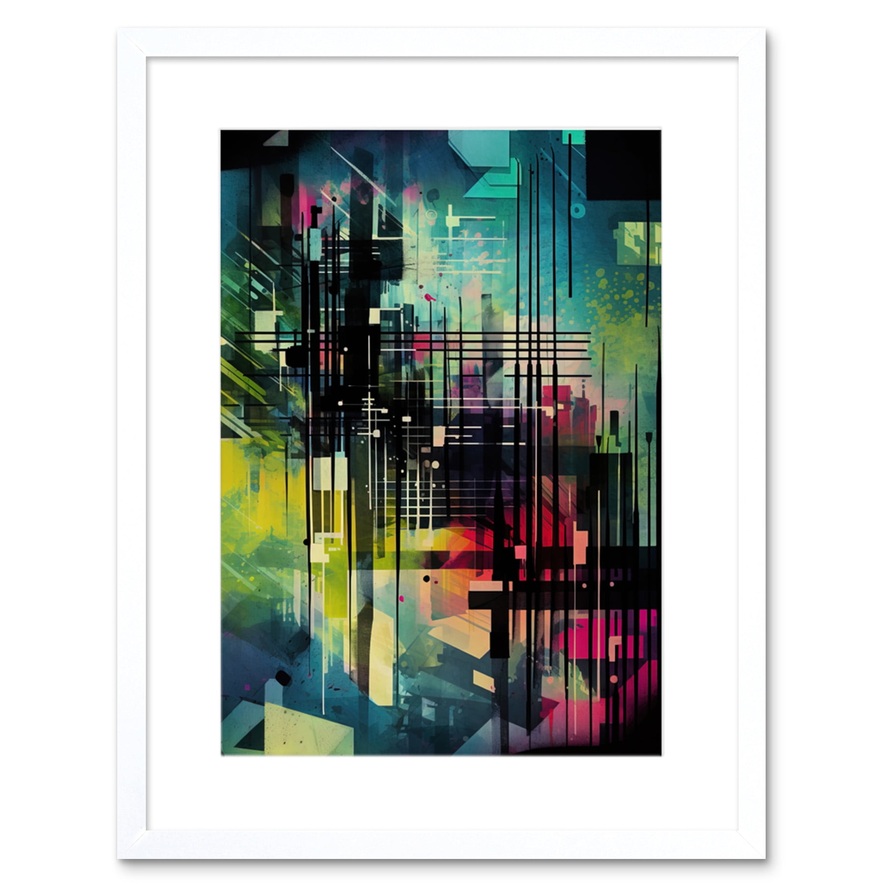 Music Sheet Staff Modern Abstract Geometric Watercolour Painting ...