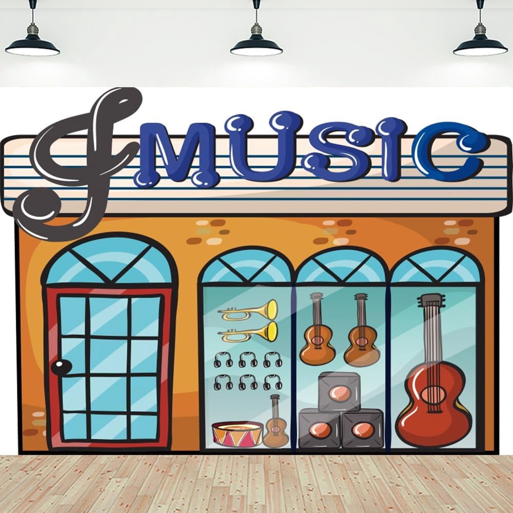 Music Shop Backdrop Kids Birthday Music Parties Photography Background ...