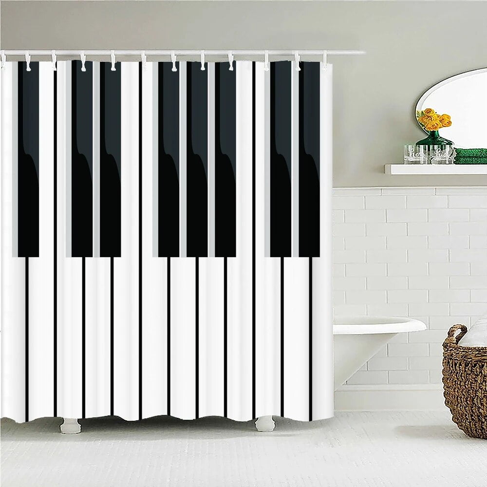 Music Shower Curtain Clef Notation Bath Curtains Art for Bathroom 3D ...