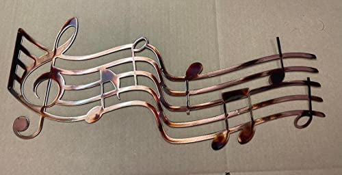 Music Staff and Notes Metal Wall Art Décor Copper/Bronze Plated 24" x 9 ...