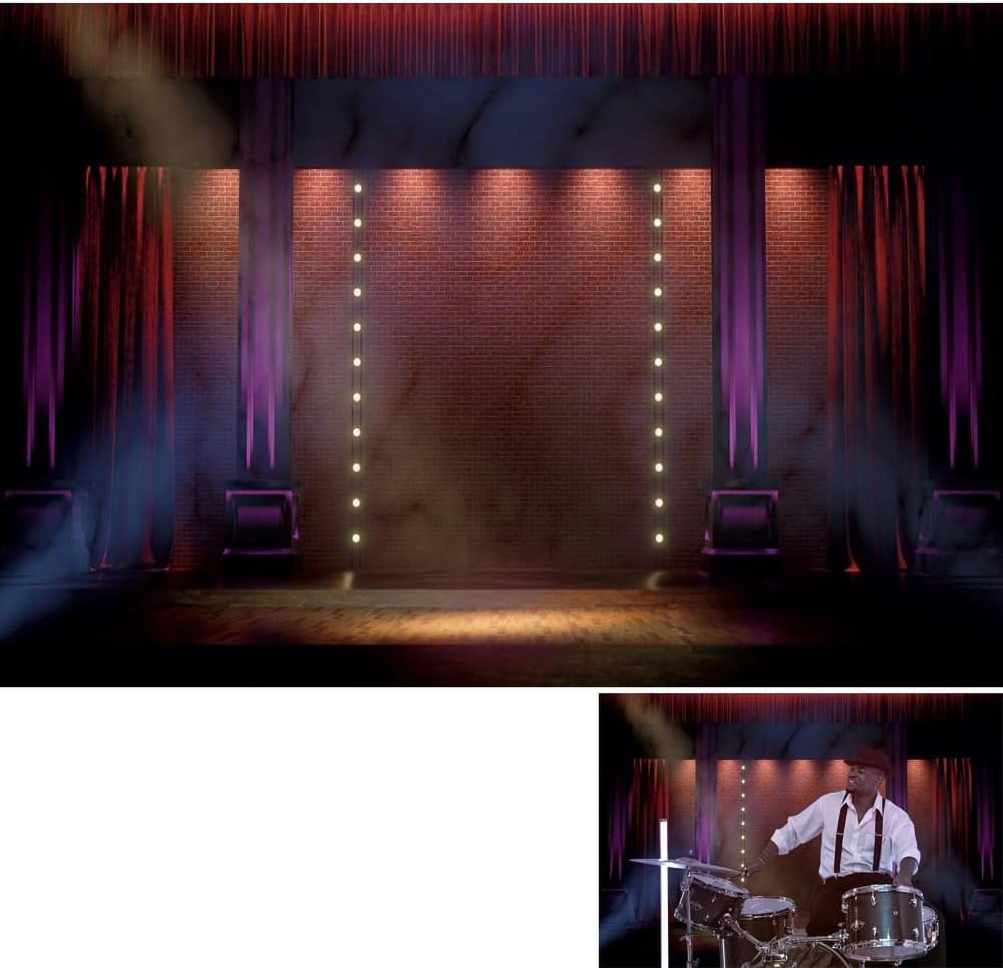 Music Stage Backdrop 8x6ft Fabric Kids Rock Star Birthday Party Banner ...