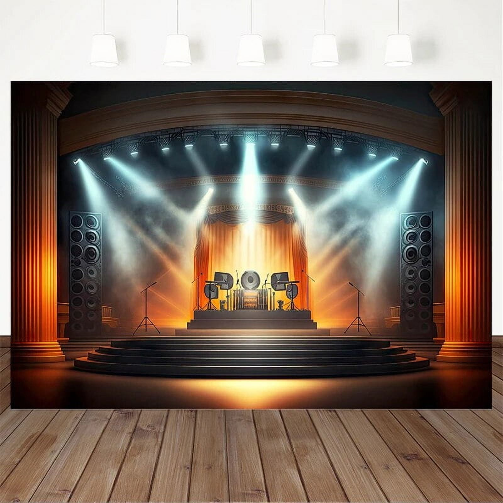 Music Stage Photography Backdrop Washable Printing Spotlight Performer ...