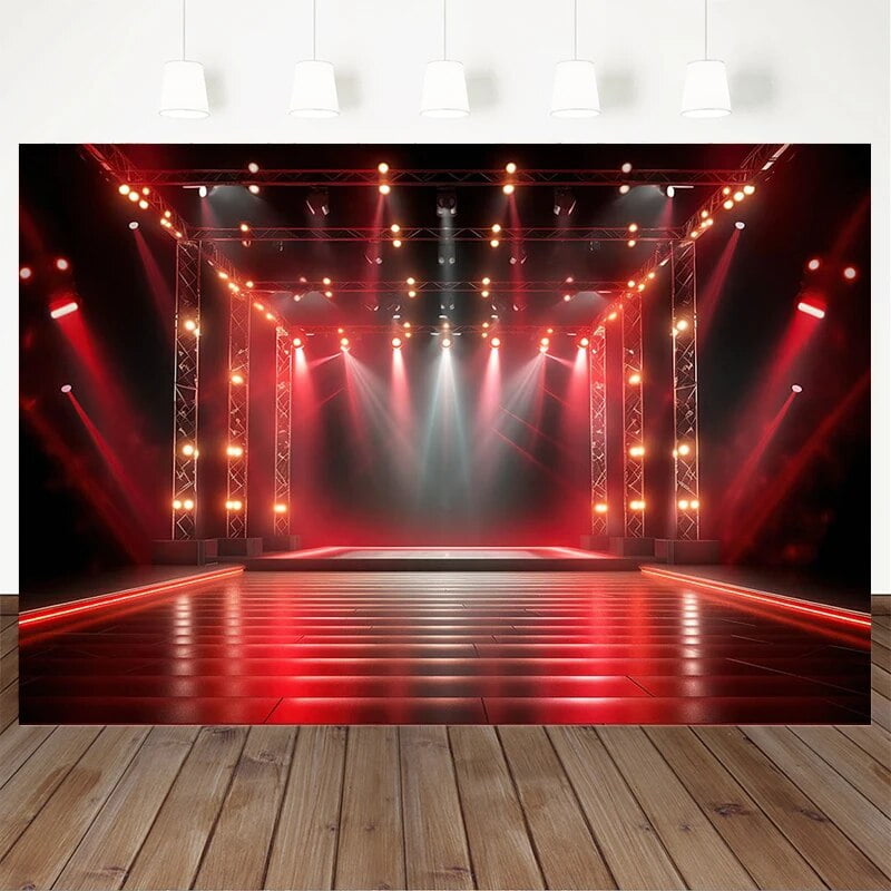 Music Stage Photography Backdrop Washable Printing Spotlight Performer ...
