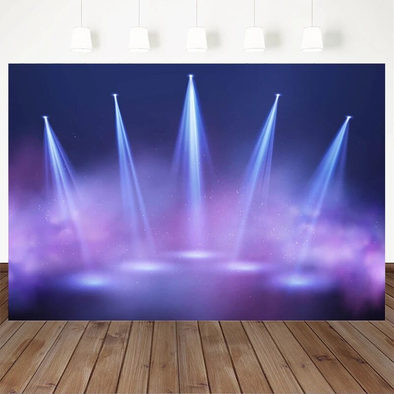 Music Stage Photography Backdrop Washable Printing Spotlight Performer ...