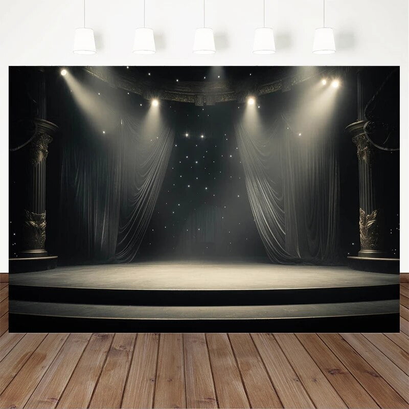 Music Stage Photography Backdrop Washable Printing Spotlight Performer ...