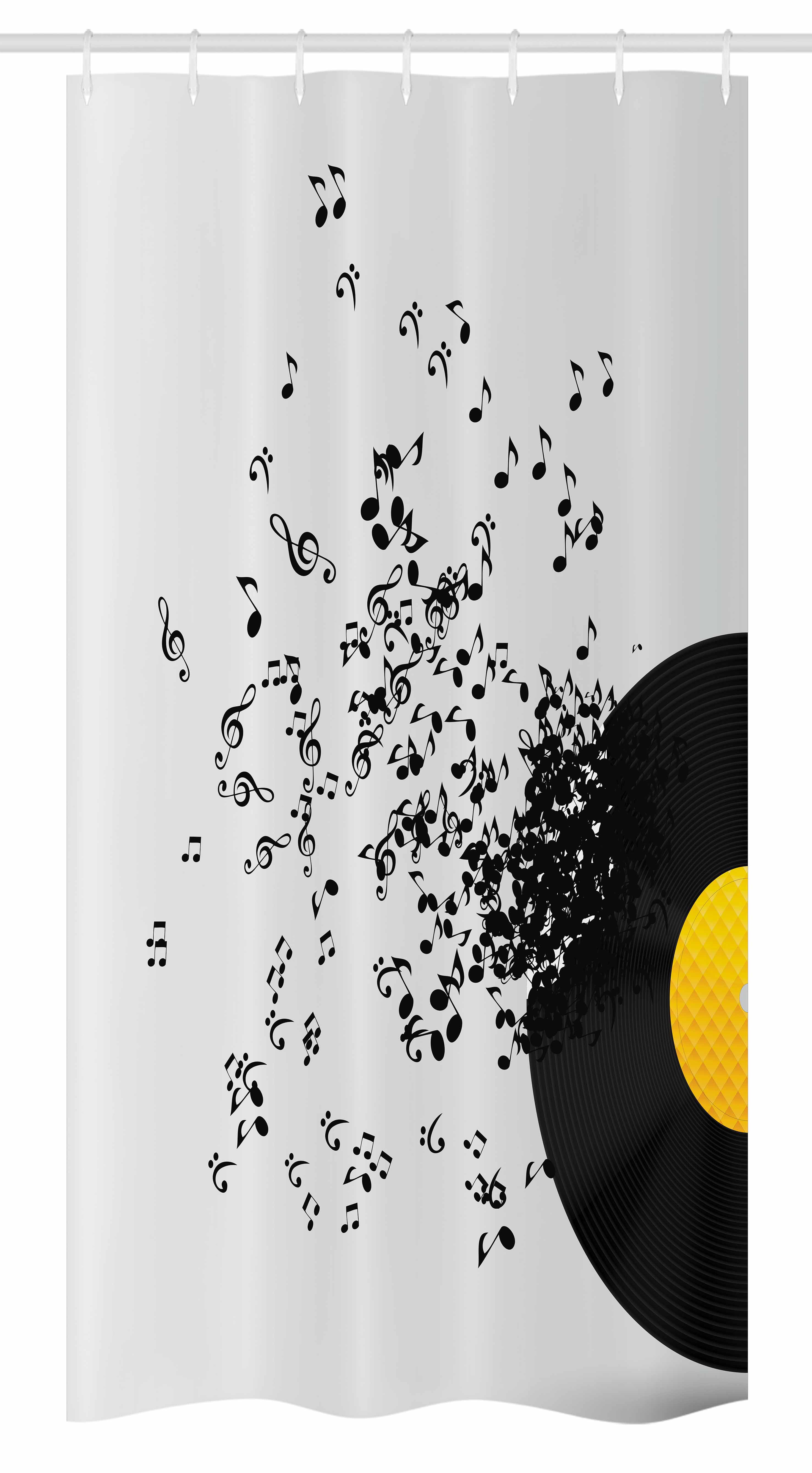 Music Stall Shower Curtain, Abstract Design Flying Music Notes Disc ...