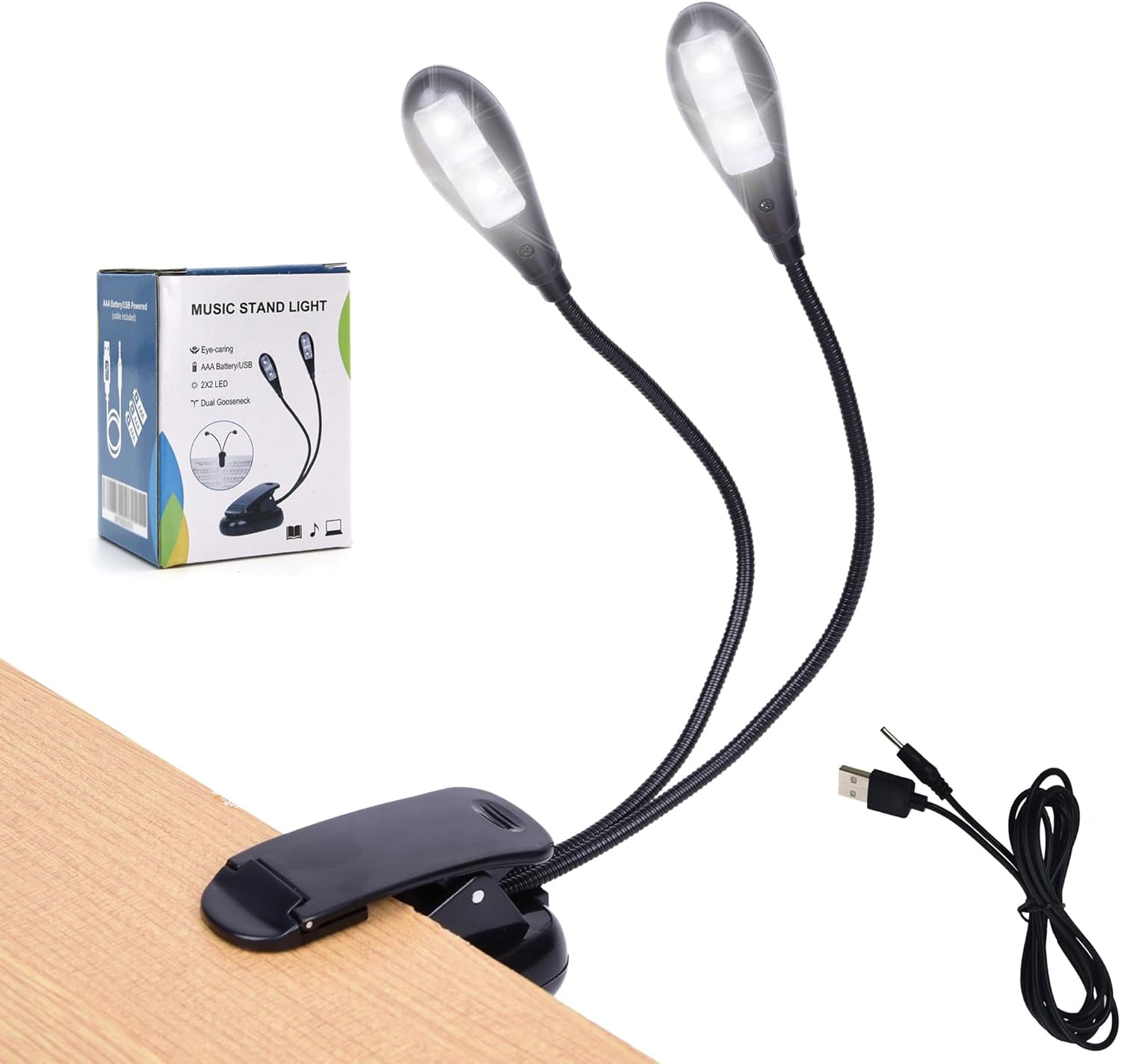Music Stand Light, 1/2/4/10 Pack Clip on LED Book Lights, USB and AAA ...