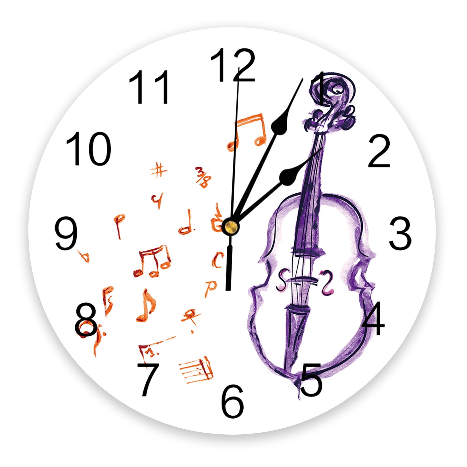 Music Symbol Red Heart Musical Note Living Room Clock Wall Round Clocks ...