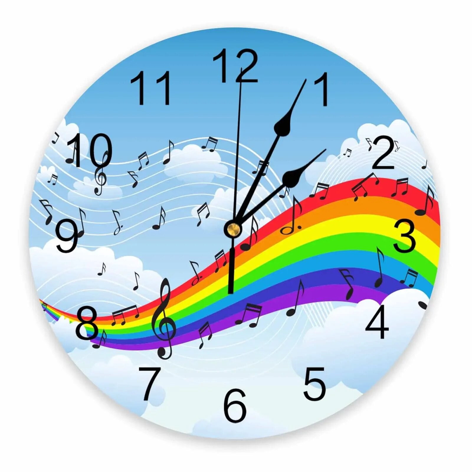 Music Symbol Red Heart Musical Note Round Wall Clock Hanging Silent ...