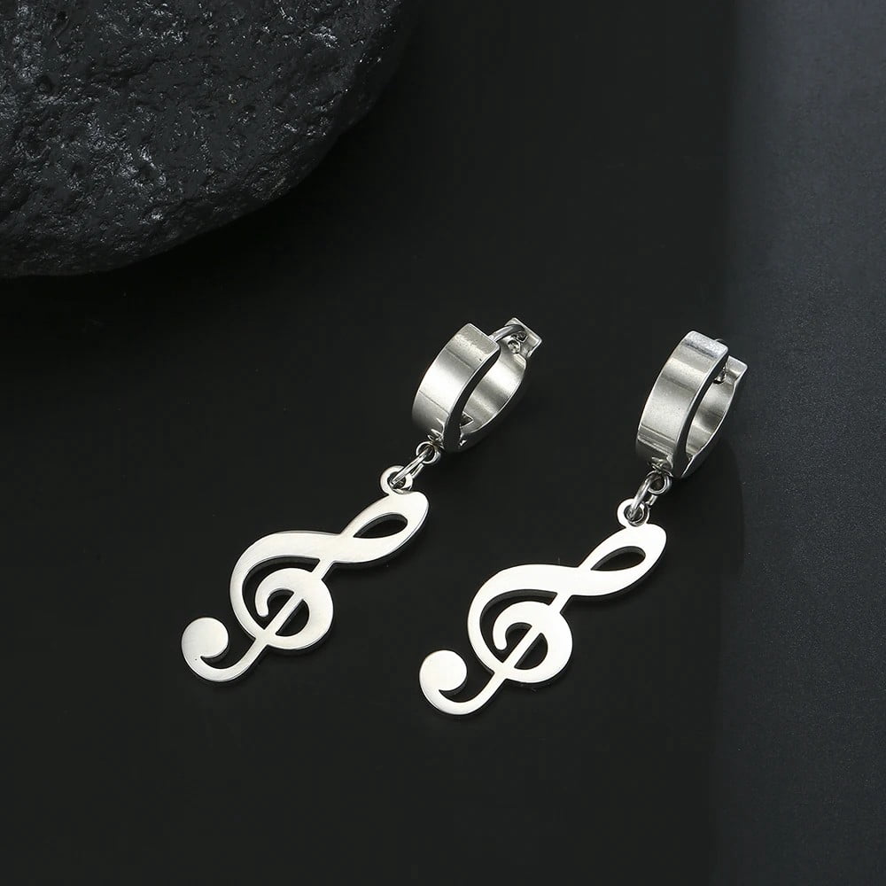 Music Symbol Treble Clef Note Dangle 14K Yellow Gold Earrings Women ...