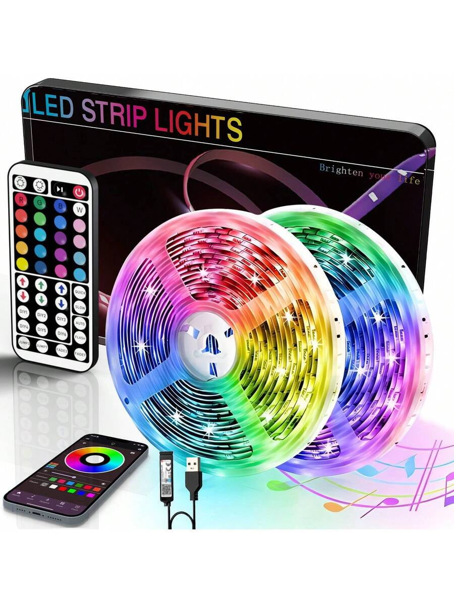 Music Sync LED Strip Lights 3-100ft, App & Remote Control, Color ...