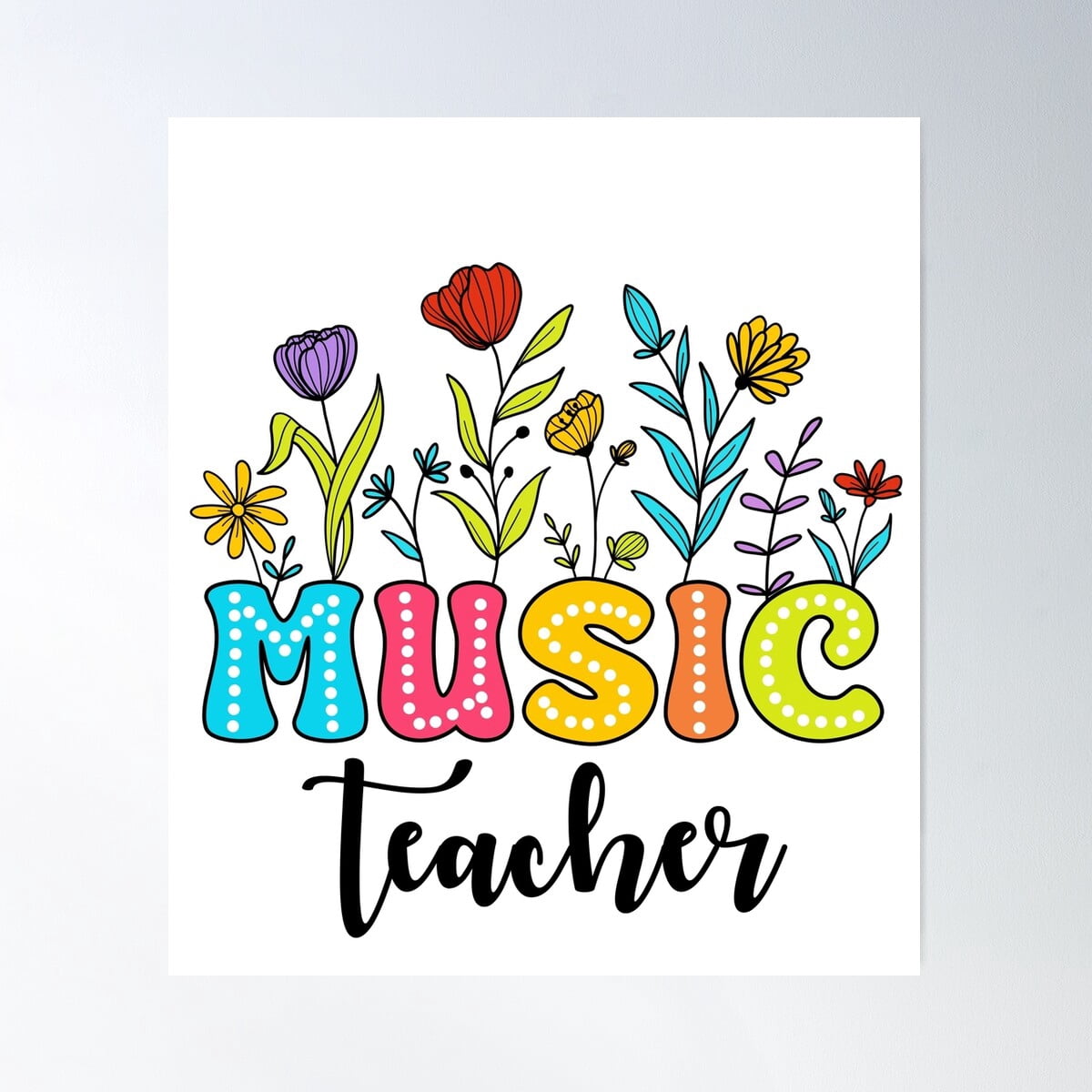 Music Teacher Gift, Proud To Be A Music Teacher Poster Wall Art, Modern ...