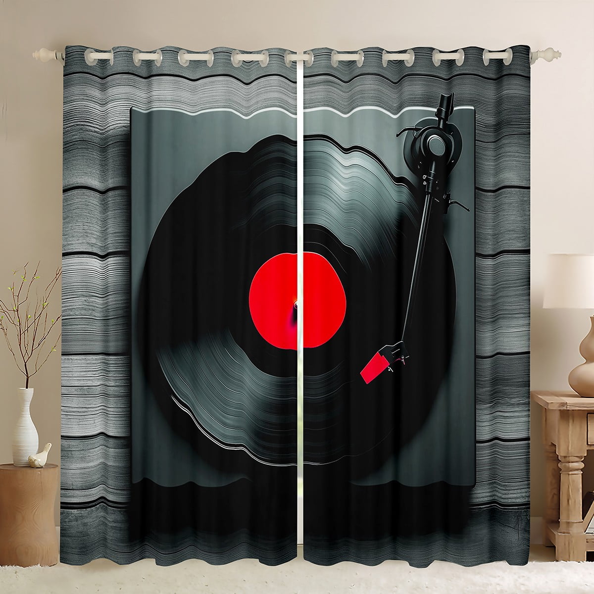 Music Theme 30%-50% Blackout Curtains Musical Cd Disc Curtains & Drapes ...