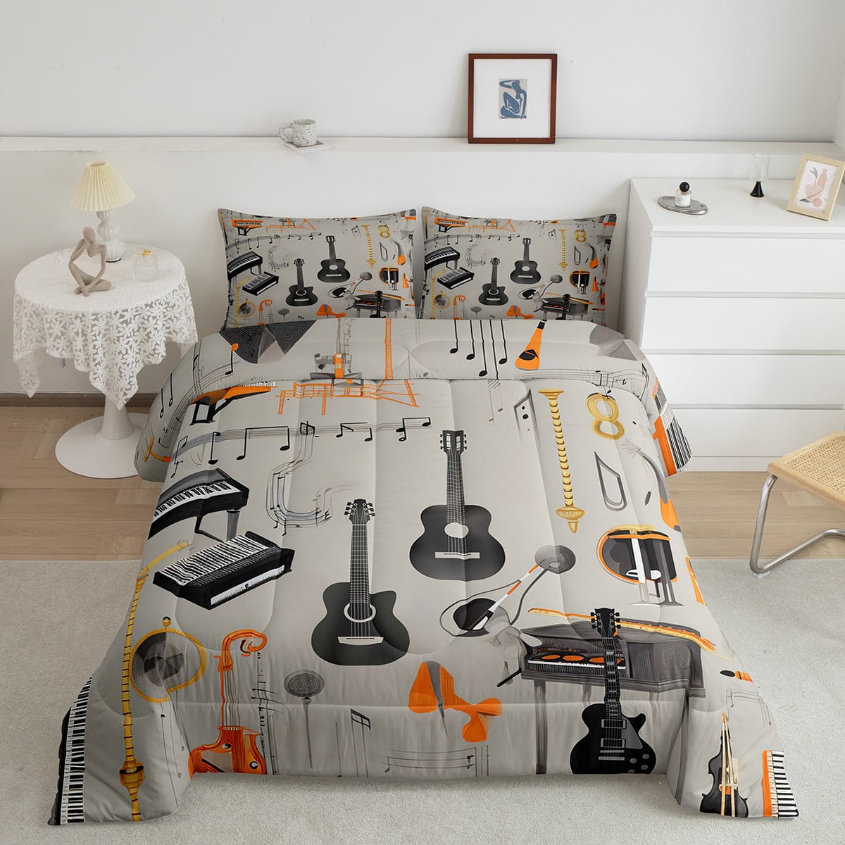 Music Theme Bedding King Size Musical Instruments Comforter Set King ...