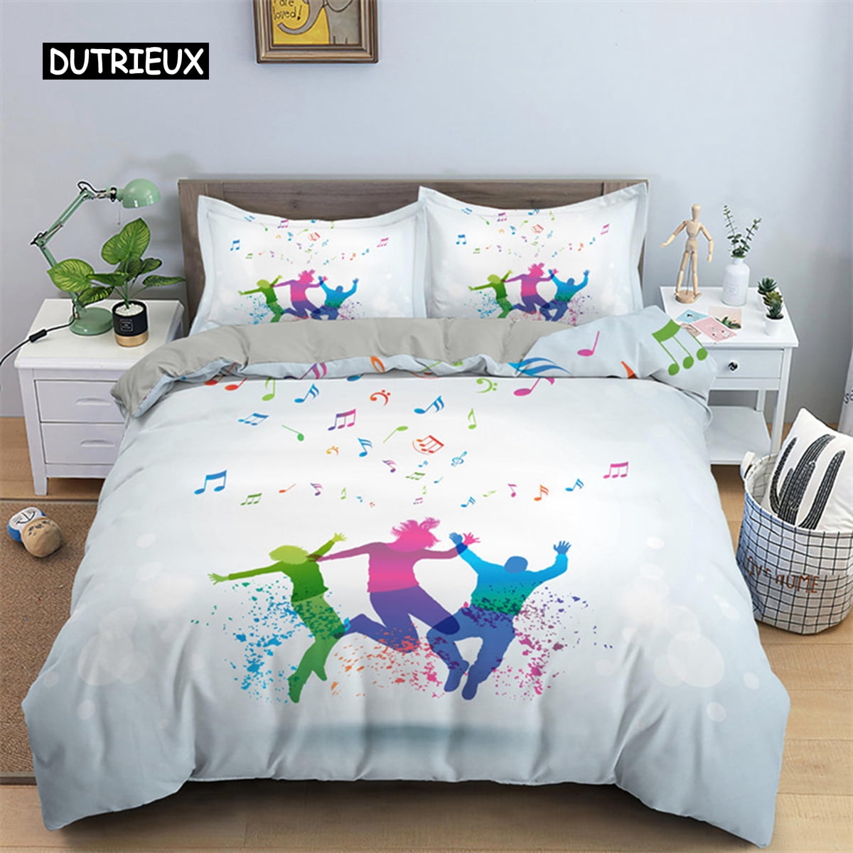 Music Theme Duvet Cover Microfiber Musical Symbols Comforter Cover ...