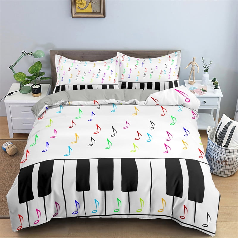 Music Theme Duvet Cover Microfiber Musical Symbols Comforter Cover ...