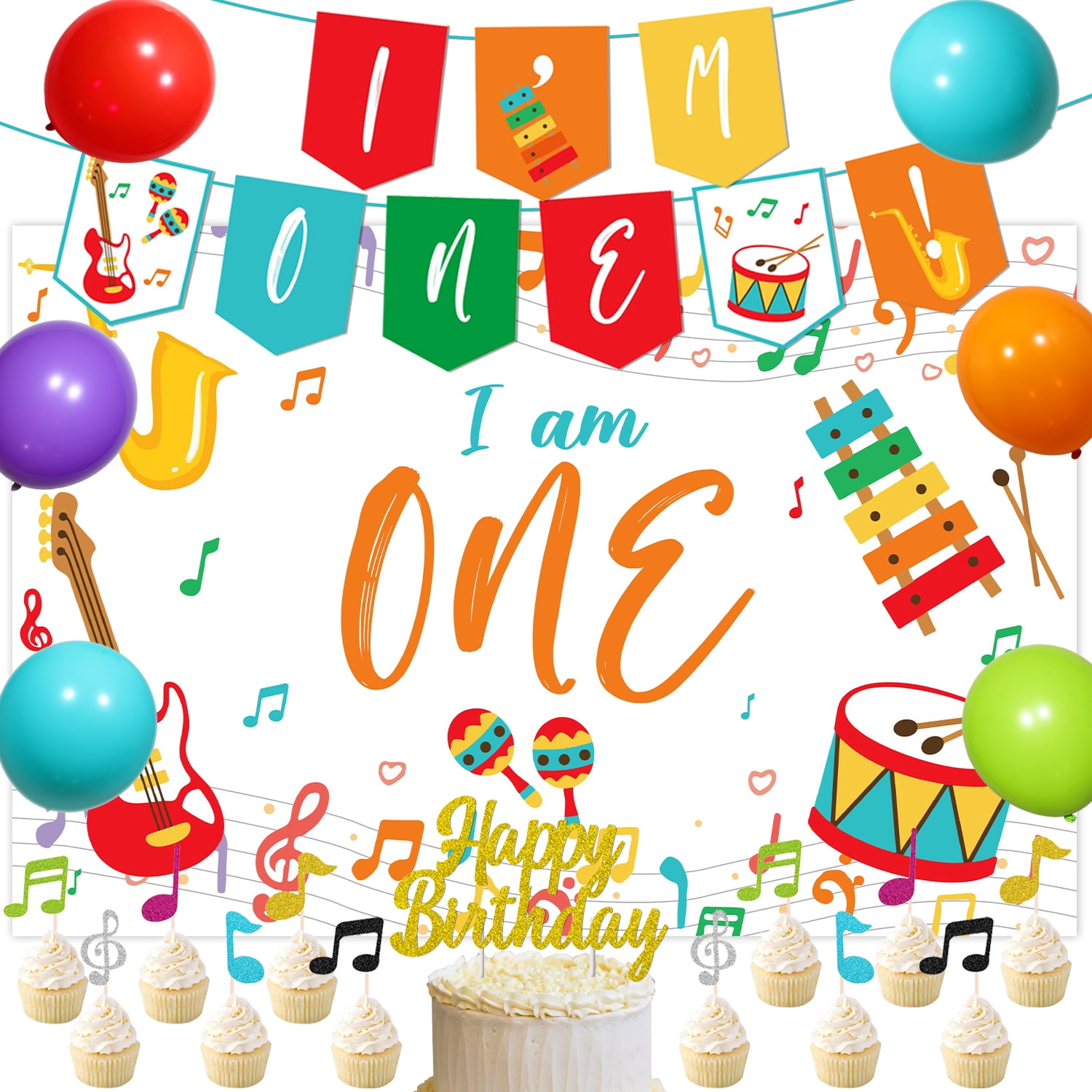 Music Themed 1st Birthday Party Decorations, Boy or Girl I'm One Party ...