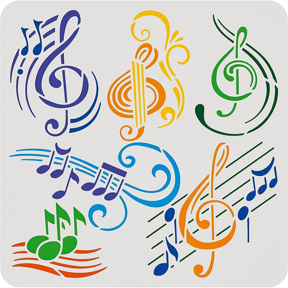 Music Themed Plastic Stencil 12"X12" Music Note Five Line Score ...