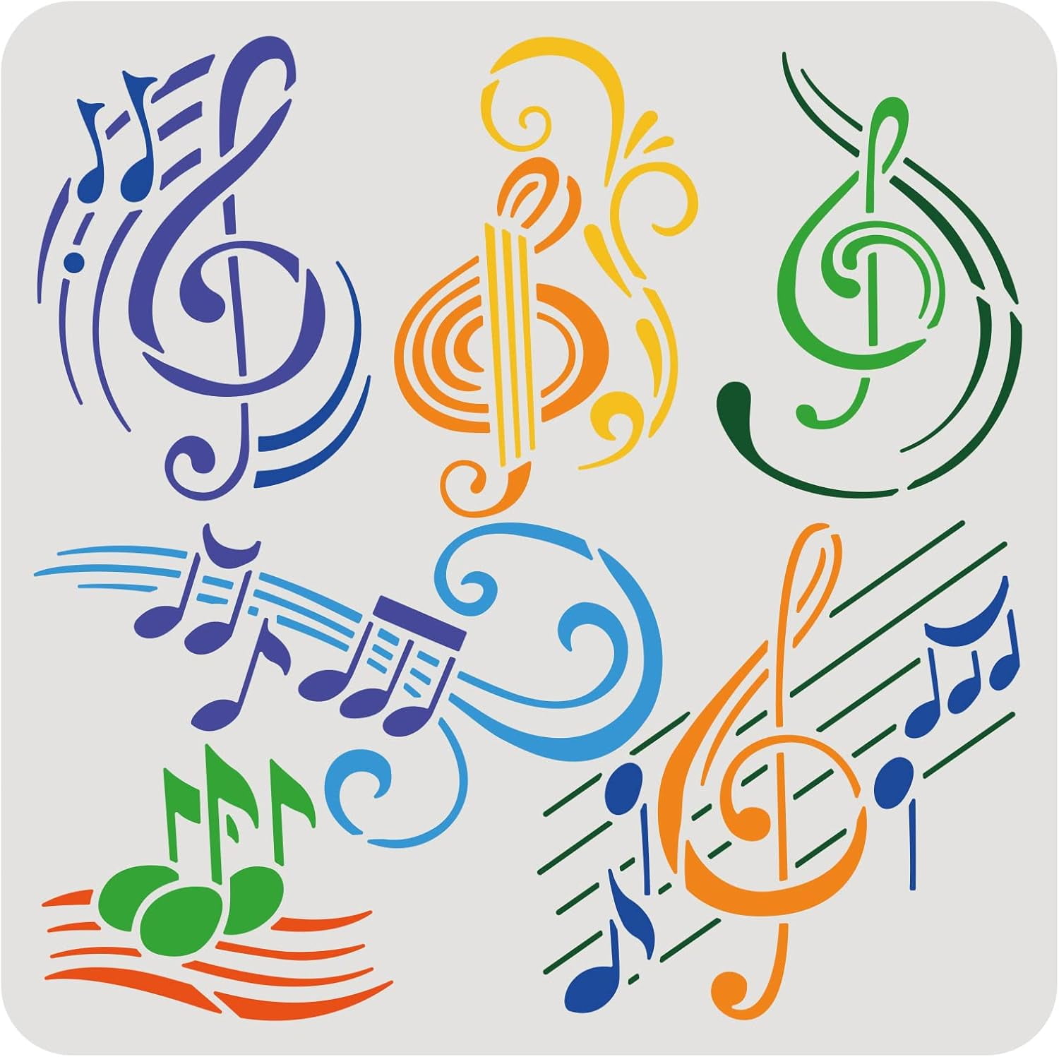 Music Themed Plastic Stencil 12"X12" Music Note Five Line Score ...