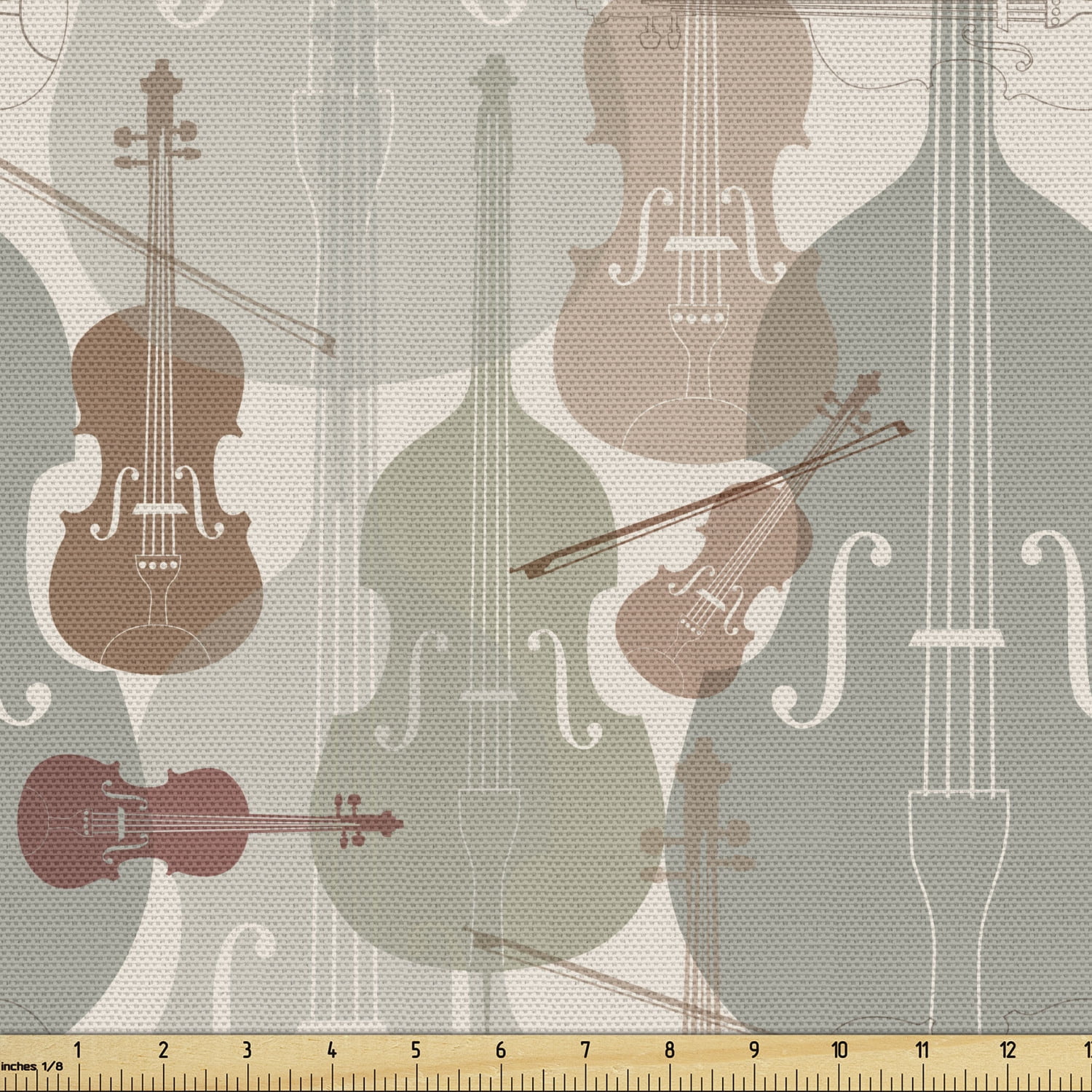 Ambesonne Music Fabric by the Yard Upholstery, String Quartet Violins ...