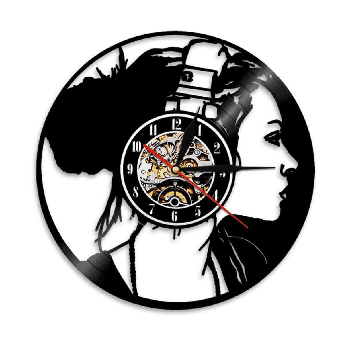 Music Vinyl Record Wall Clock -Music Girl Vinyl Wall Clock - Vinyl ...
