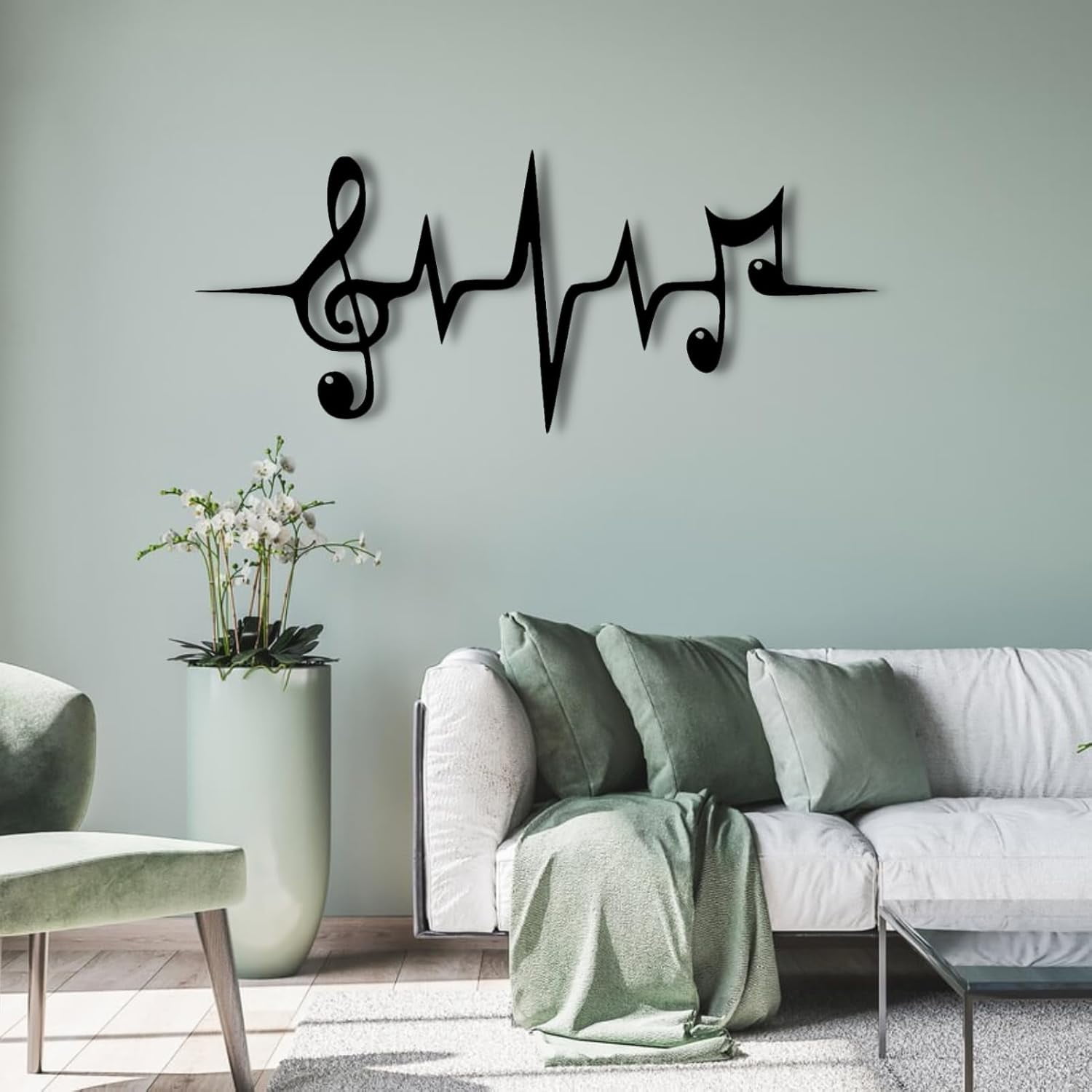 Music Wall Art, EKG Line Music Notes, Music Wall Art Decor, Treble ...