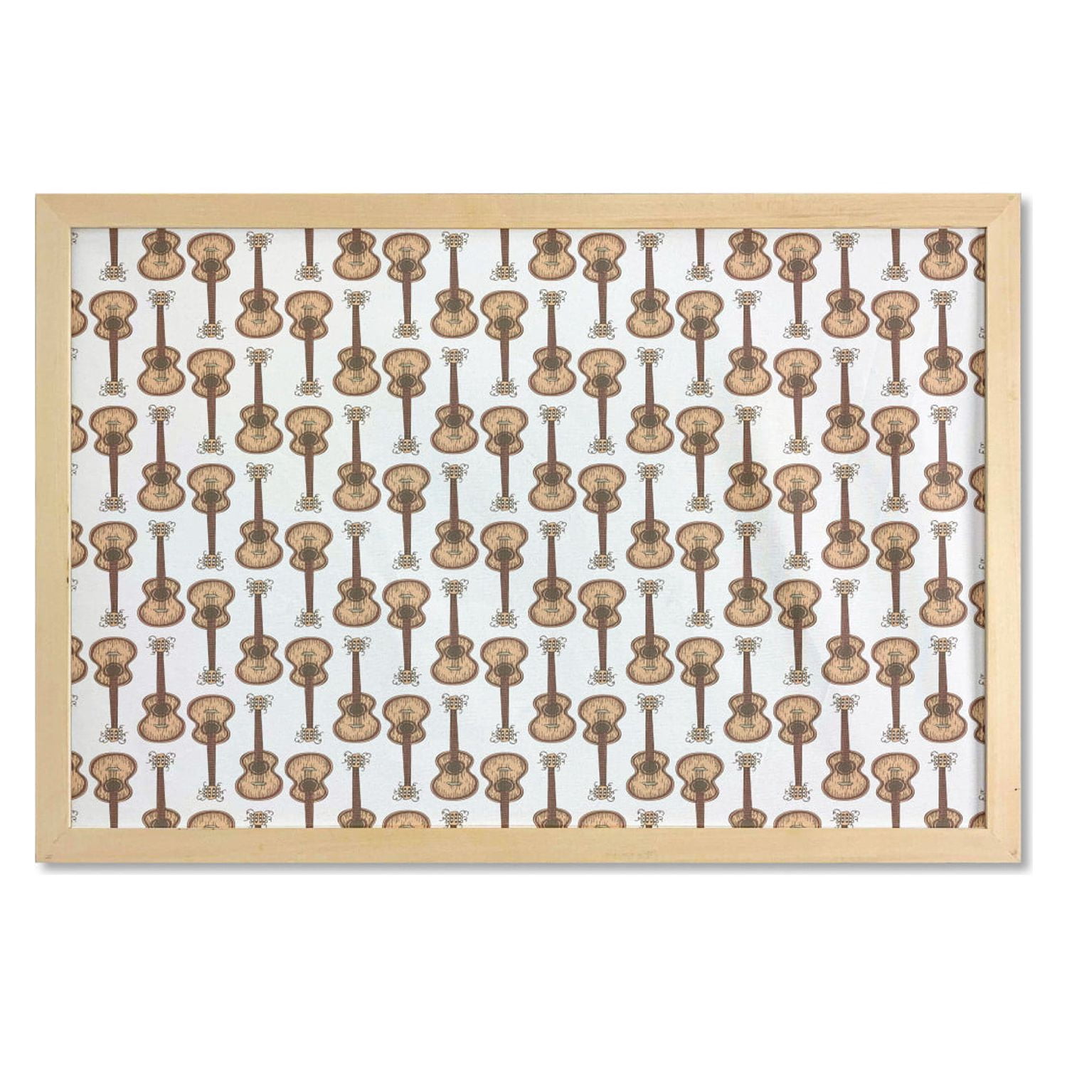 Music Wall Art with Frame, Repeated Pattern Wooden Acoustic Guitars on ...