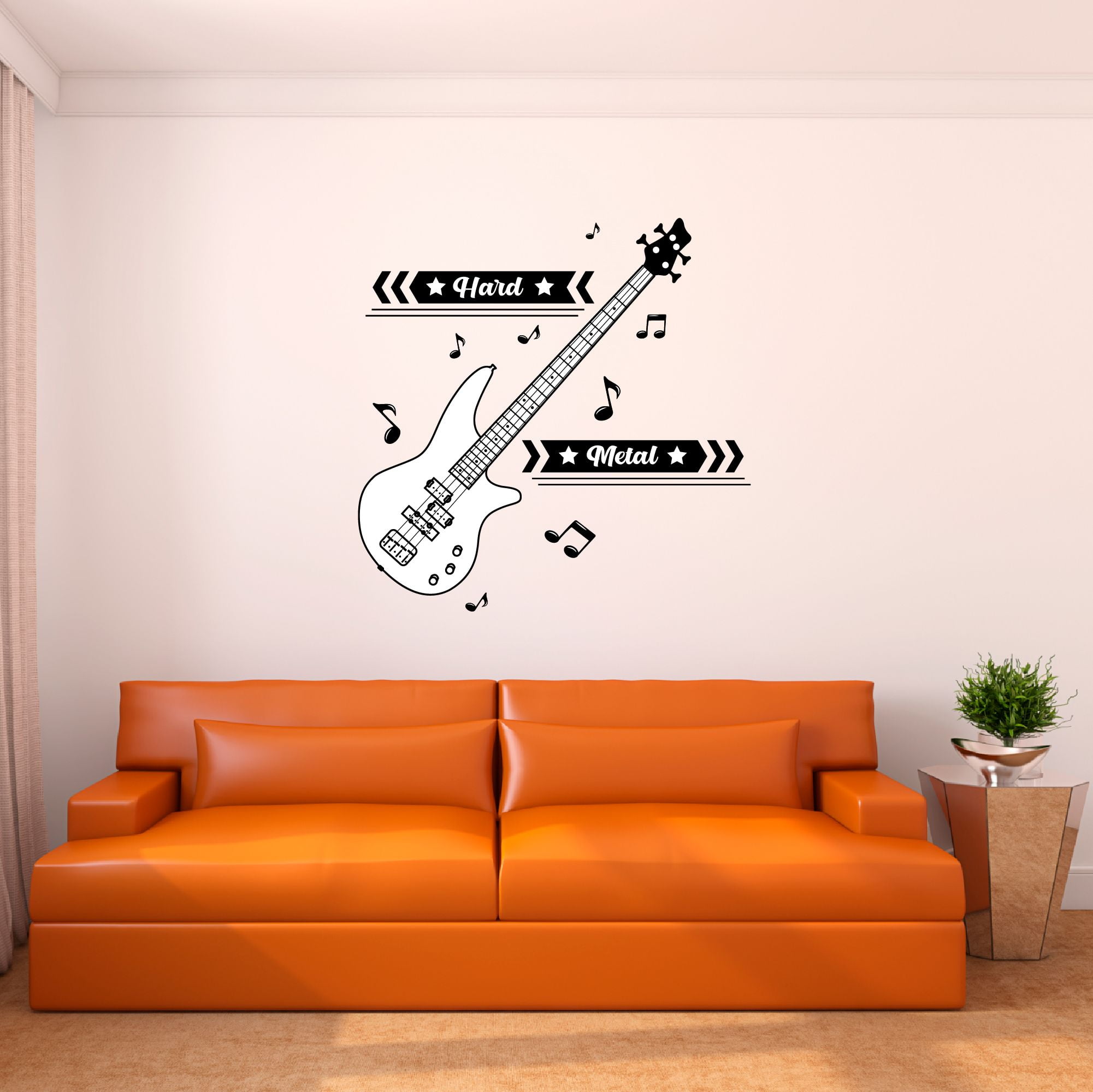 Music Wall Decal Abstract Electric Guitar Silhouette with Musical Notes ...