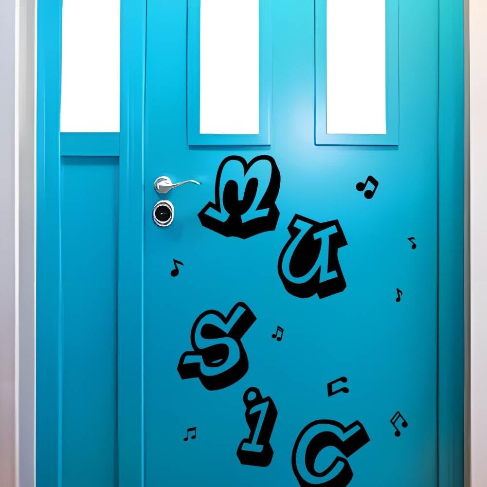 Music Wall Stickers Musical Note Decals Black Quotes Sayings Music ...