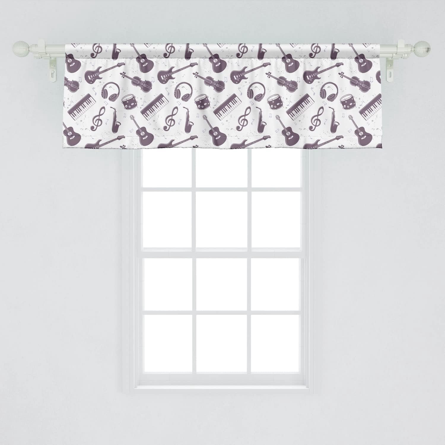 Music Window Valance , Musical Instruments Silhouettes and Notes Guitar ...