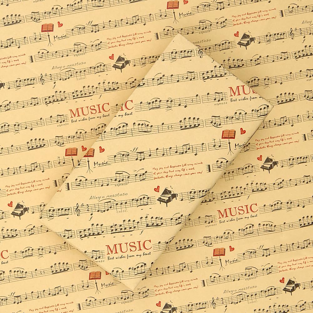 Music Wrapping Paper, Musical MSF2 Notation Piano Score Kraft Gift Wrap ...
