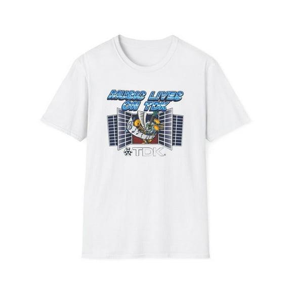 Music lives on Retro Boombox | TDK Graphic T-Shirt | Tape Deck Graphics ...
