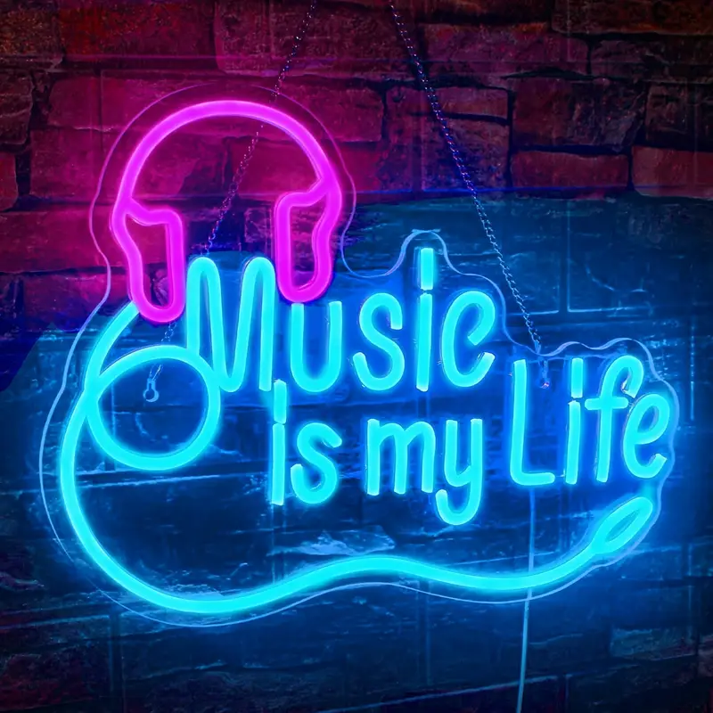Music neon wall decoration lamp, music neon light music is my life LED ...