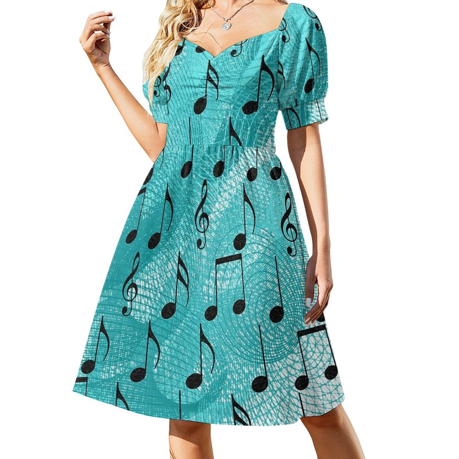 Music notes Dress long dress women summer bandage dress evening dress ...