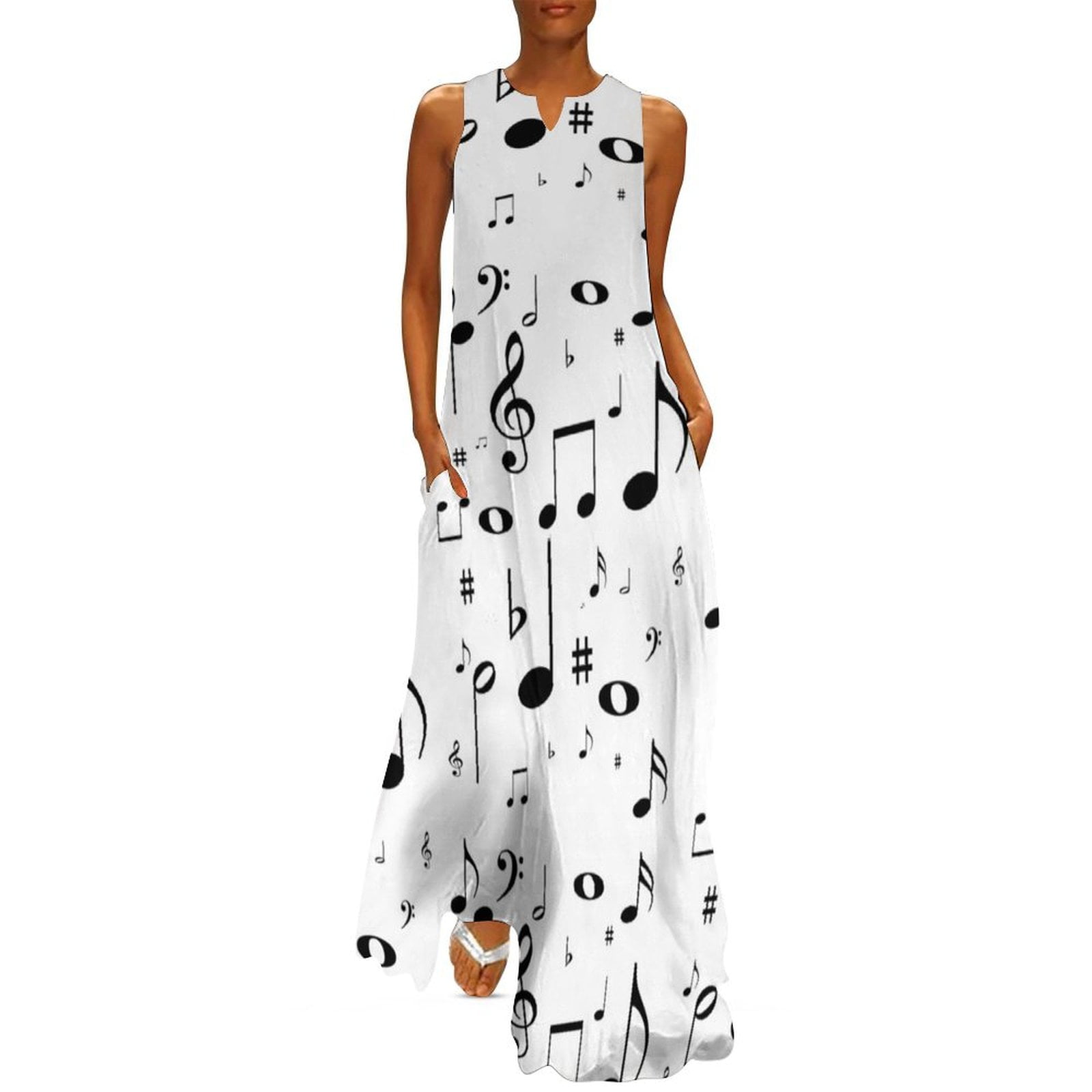 Music notes black Long Dress Dresses Aesthetic clothing - Walmart.com