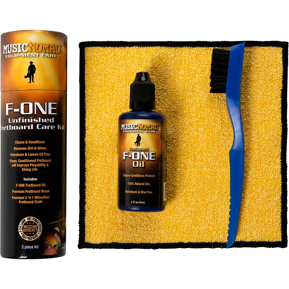 MusicNomad F-ONE Unfinished Fretboard Care Kit - Oil, Cloth, Brush ...