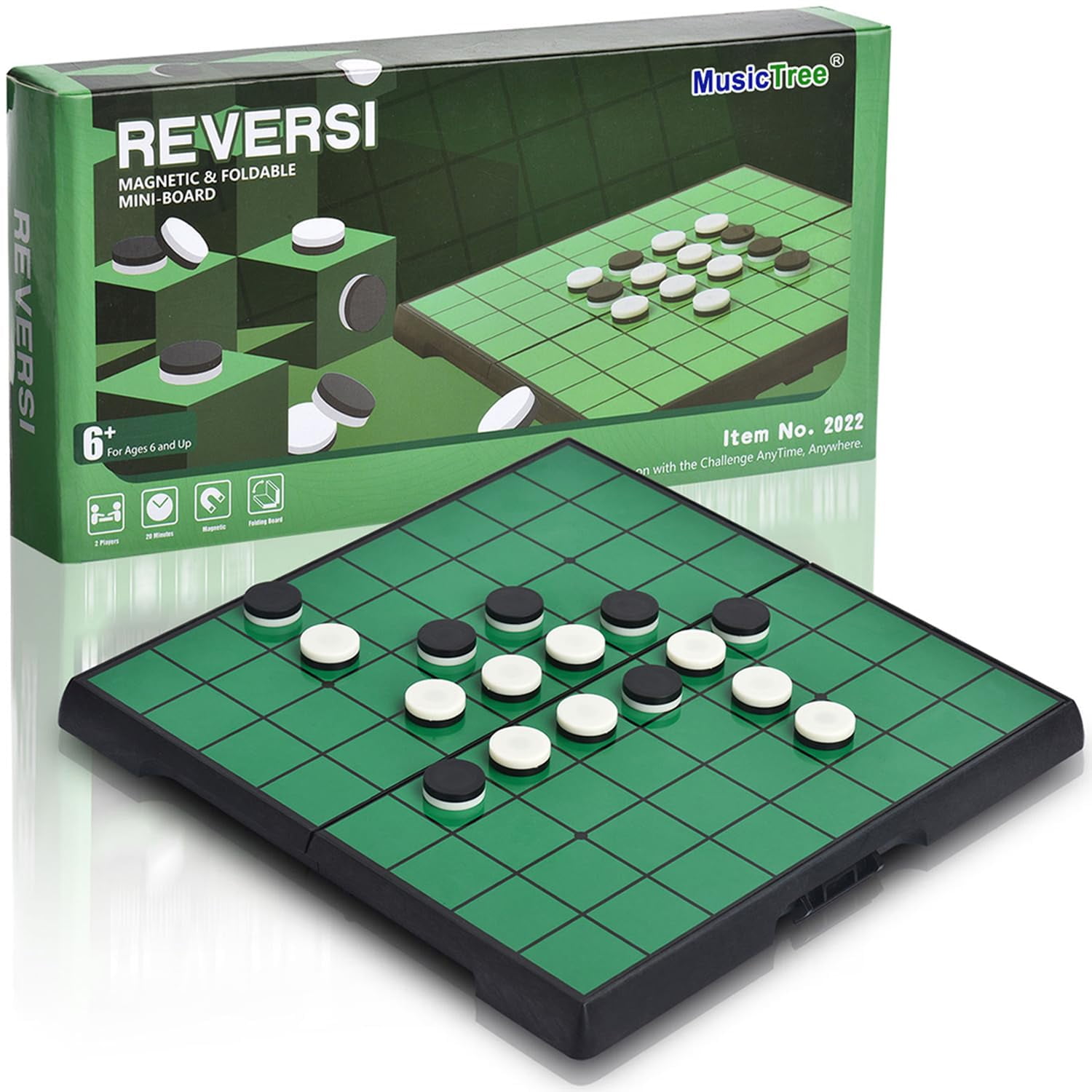 MusicTree Magnetic Reversi Othello Board Game Set with Folding Board Classic Games Educational ...
