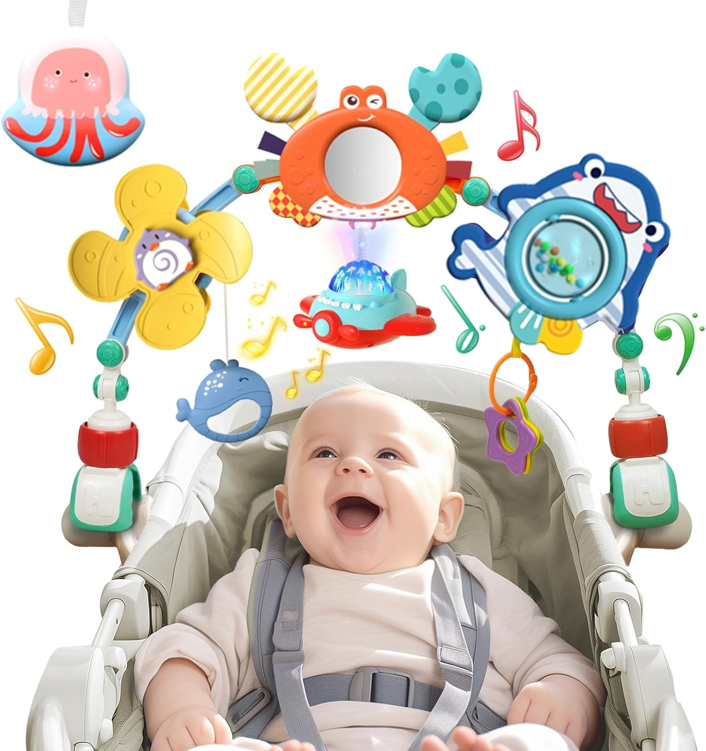 Musical Baby Stroller Arch Toys, Travel Car Seat Toys, Baby Play Arch ...