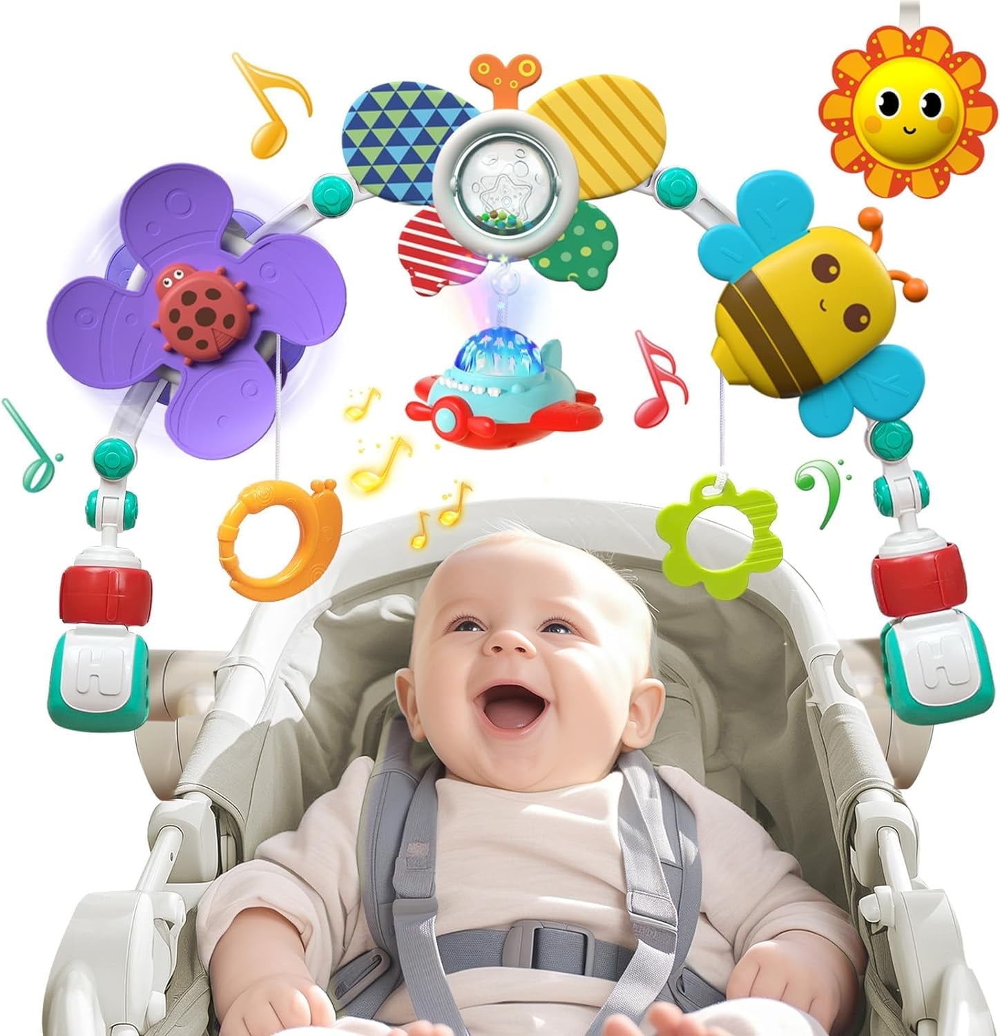Ludolm Musical Baby Stroller Arch Toys, Travel Car Seat Toys, Baby Play ...