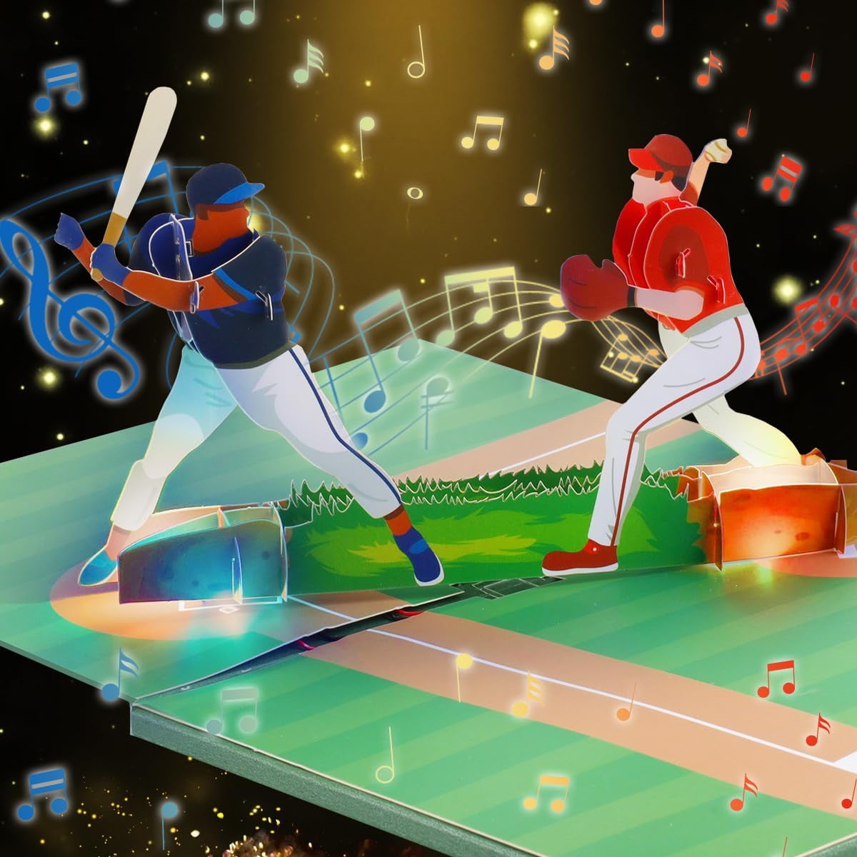 Musical Baseball Pop Up Cards, Light & Music Dad Birthday Cards, Music ...