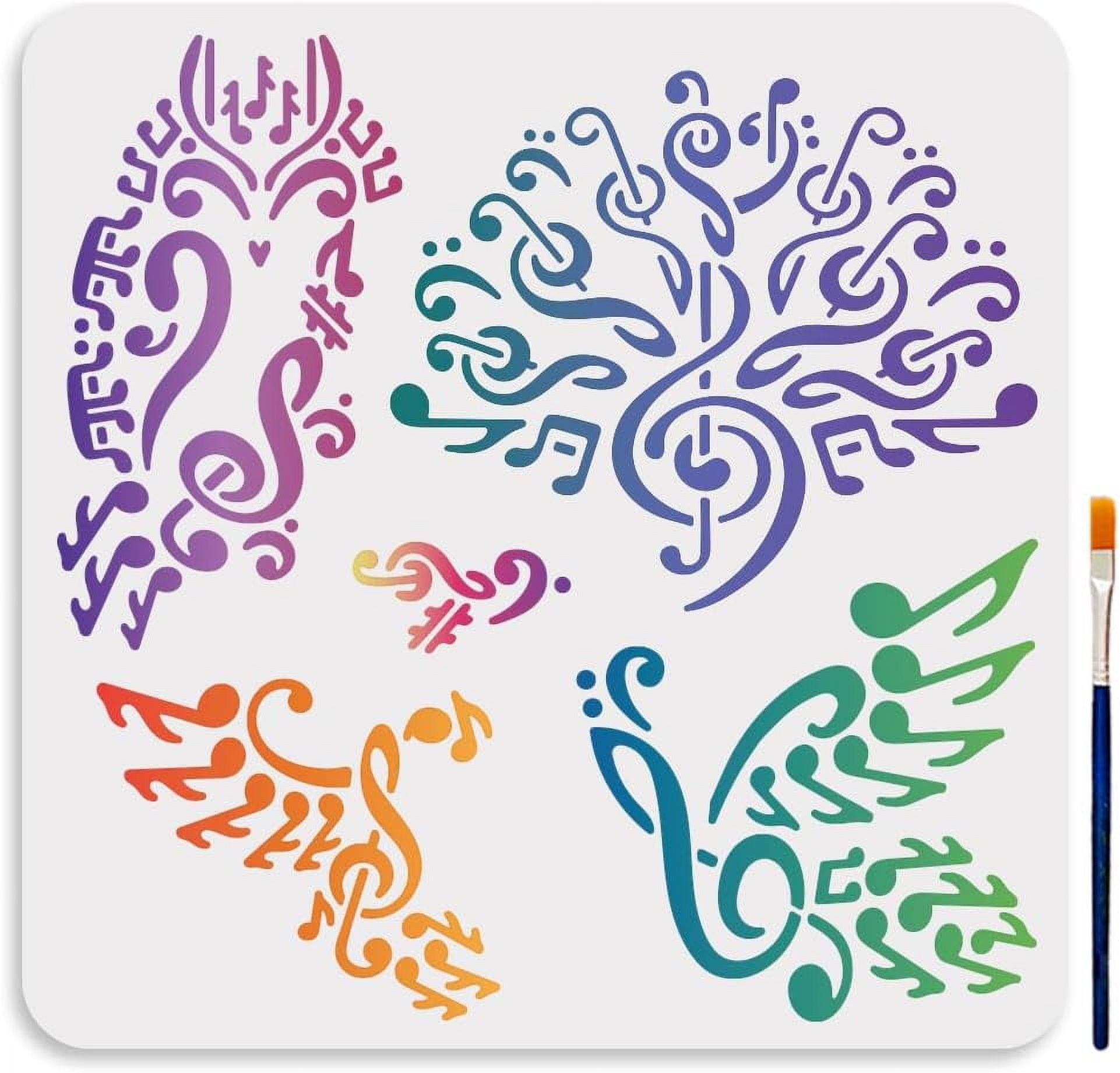 Musical Bird Stencils 11.8×11.8inch Large Music Note Bird Painting ...