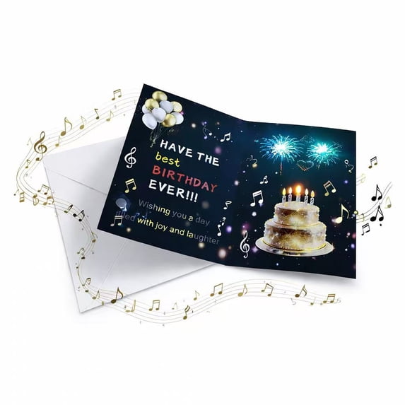 Musical Birthday Card with Flashing LED Lights, Light Up Greeting Card ...