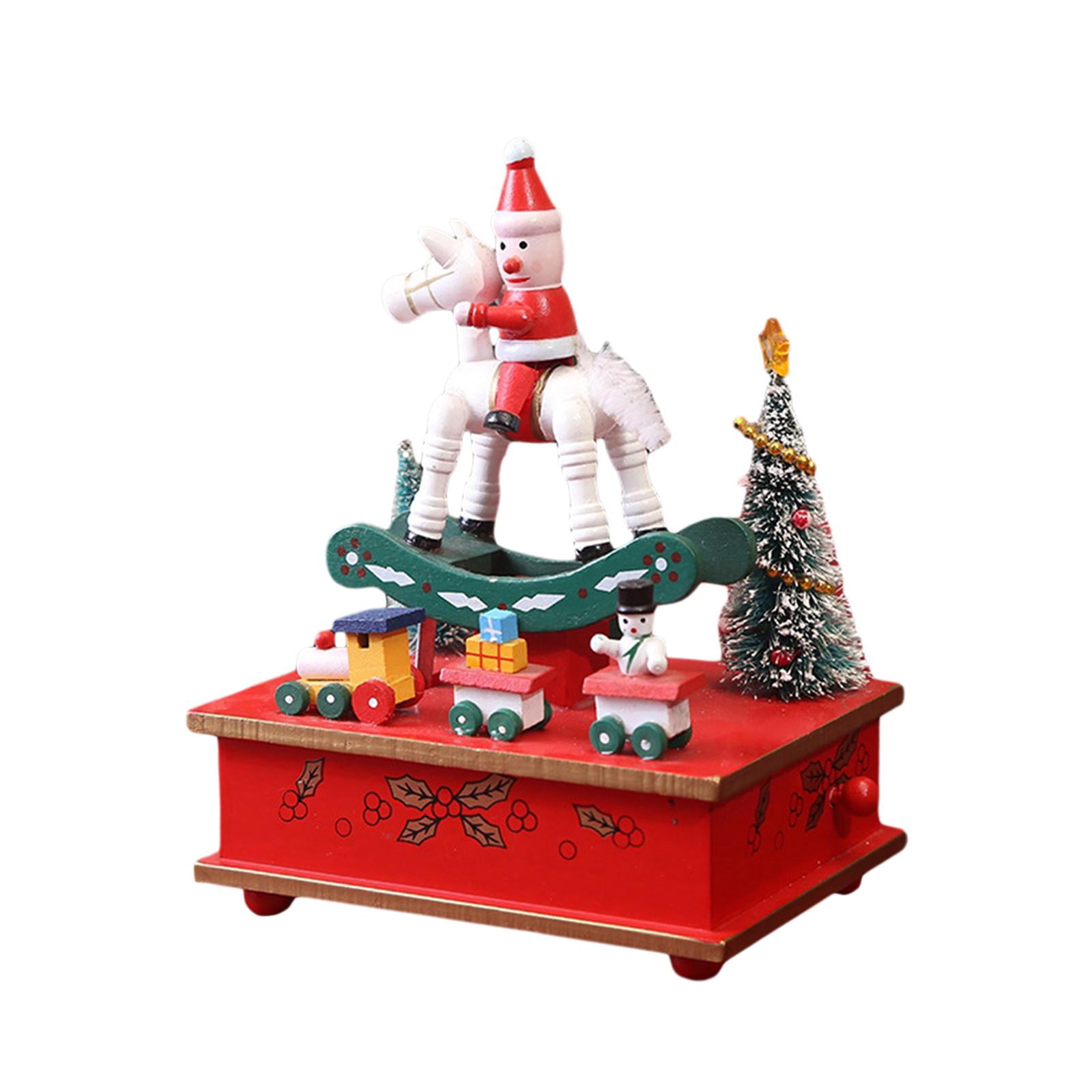 Musical Box Desktop Ornament Rotatable Christmas Statue Table ...