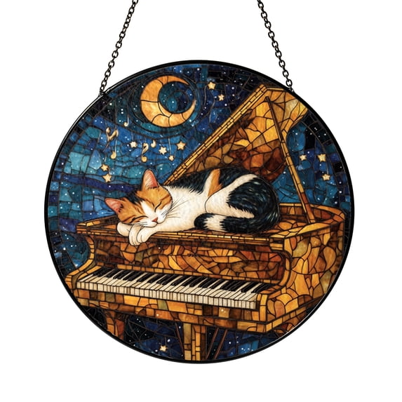 Musical Cat Scene Stained Glass – Decorative Window Art - Walmart.com