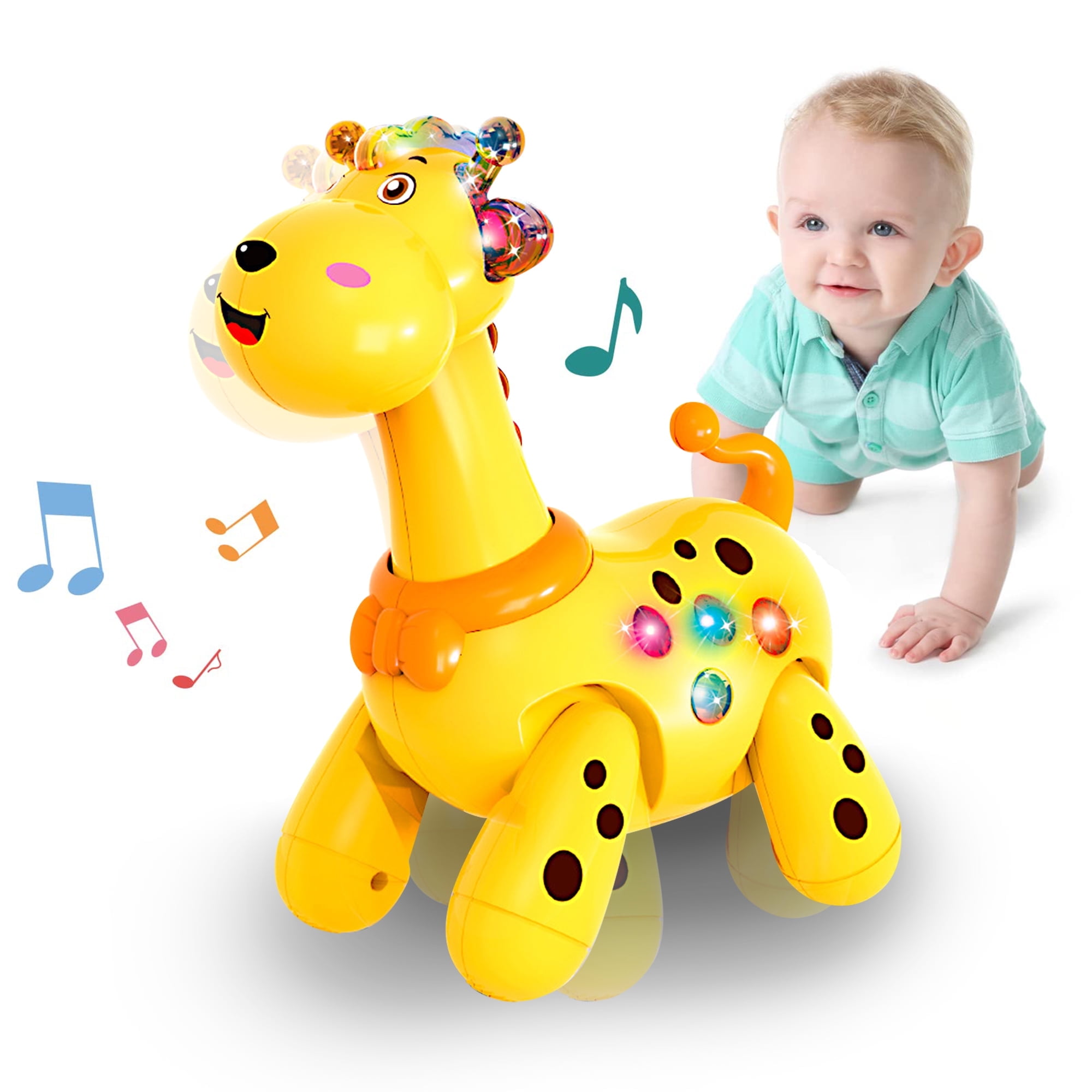 Musical Giraffe Baby Crawling Toys 6-12 Months, Infant Light up Music ...