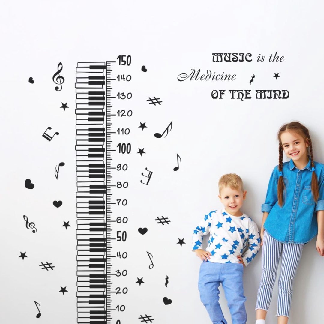 Musical Growth Chart Wall Decal Piano Height Wall Stickers Peel and ...