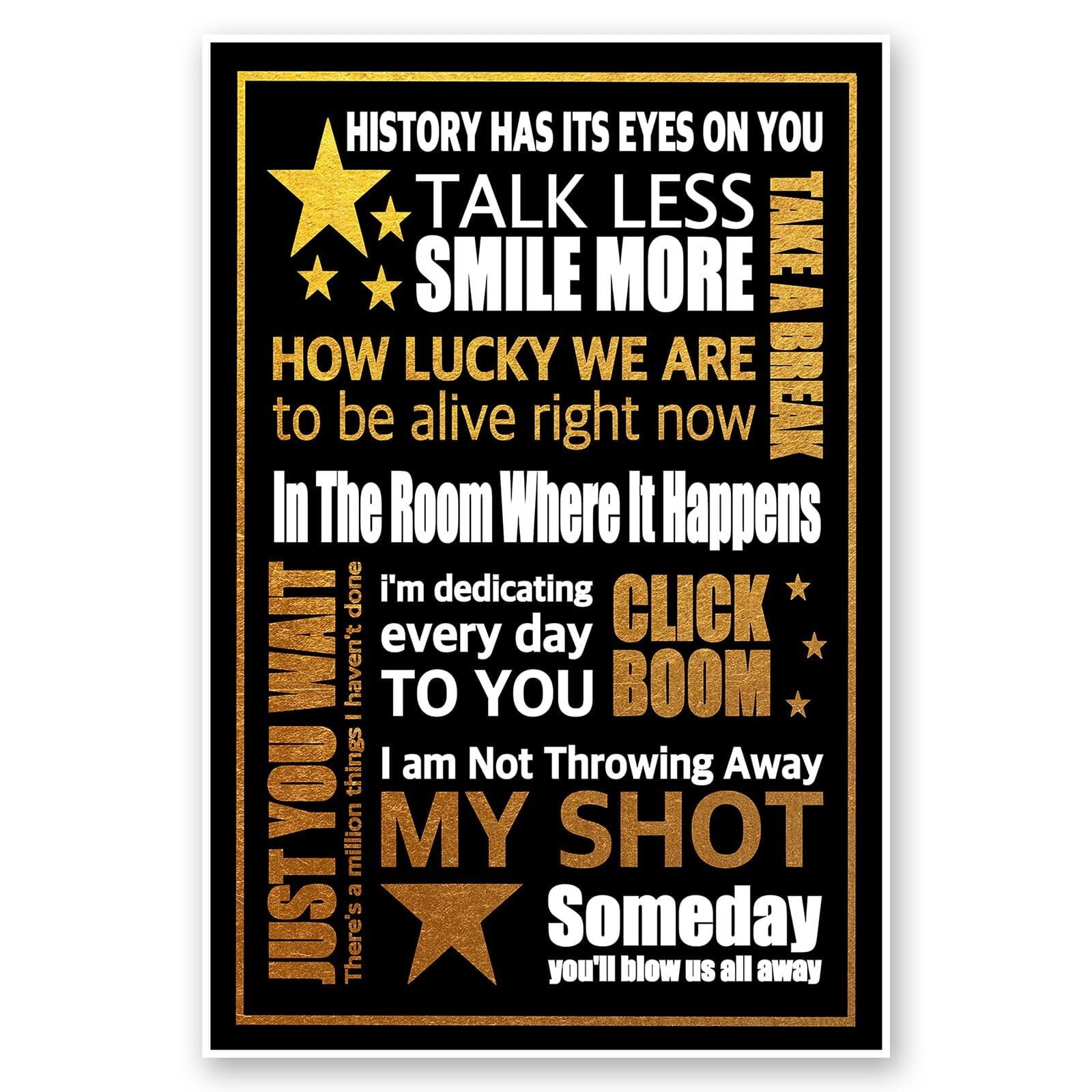 Musical Hamilton Quote Lyrics Canvas Poster Broadway Musical Positive ...